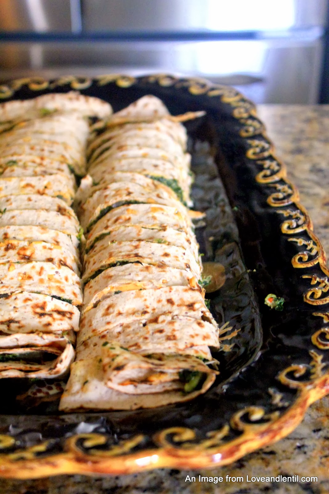 Love & Lentil: Onion Spinach Lavash Rolls
