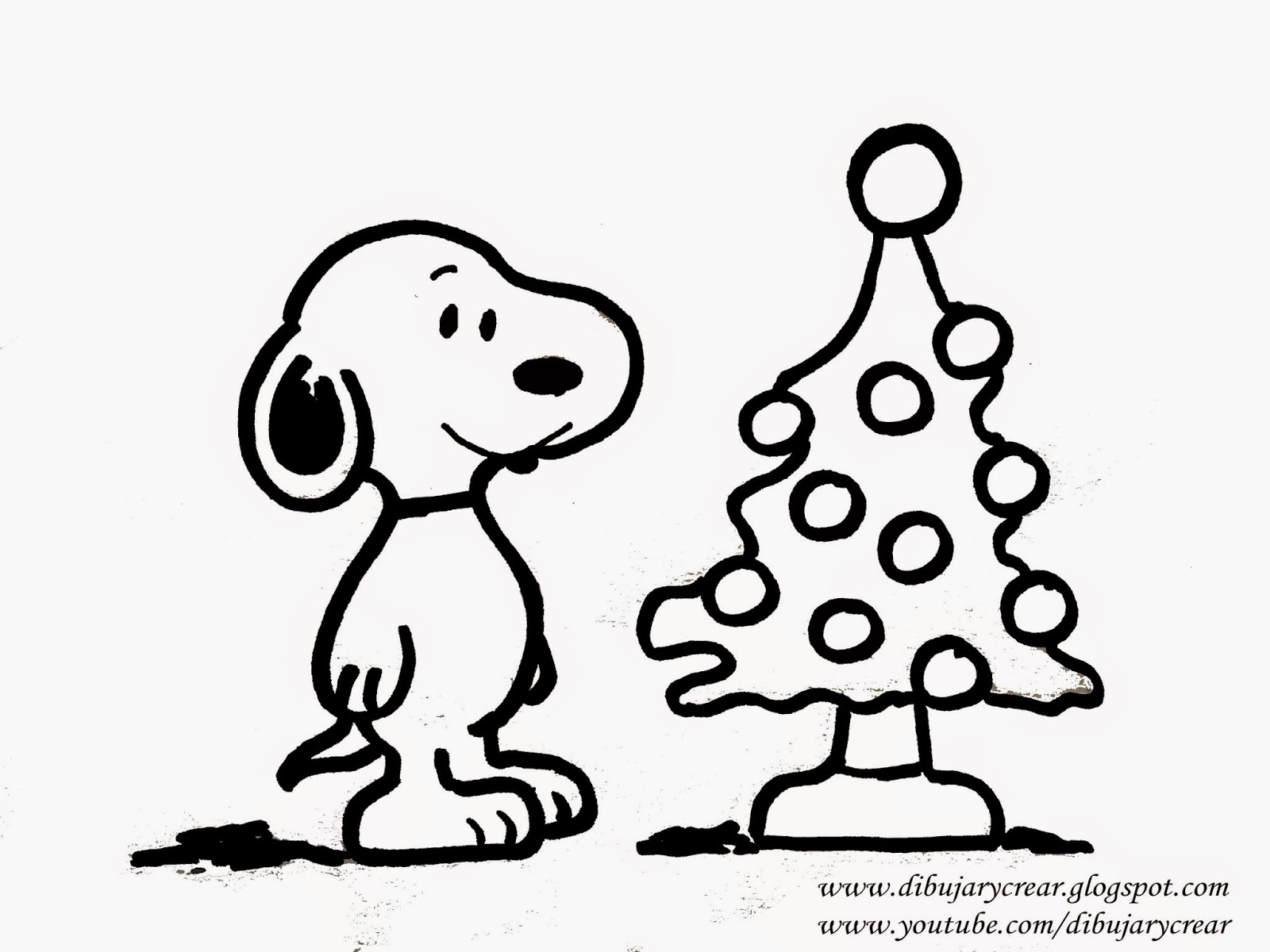 Dibujar y Crear: Especial Navidad: Como Dibujar a Snoopy y su Arbol de ...
