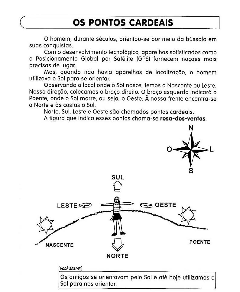 GEOGRAFIA - pontos cardeais ~ Atividades Escolares