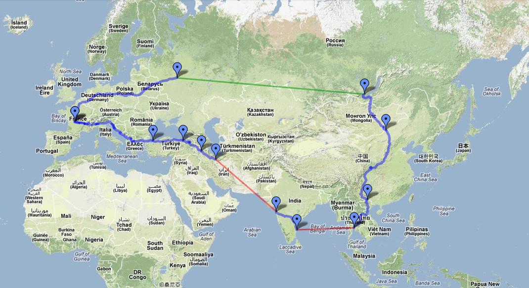 Deux paires de roues: Trajet