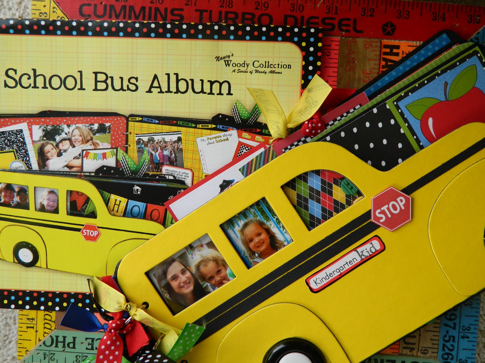 the vintage umbrella: School bus scrapbook