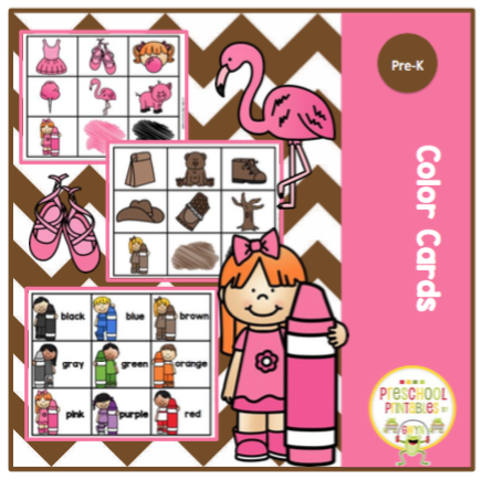 Color Cards for Pocket Chart ~ Preschool Printables