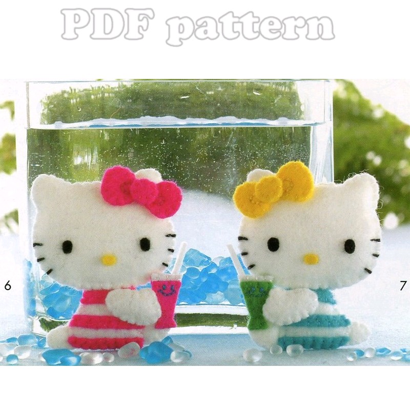 2 Felt Mascot Striped Hello Kitty and Milkshake Pattern PDF ...
