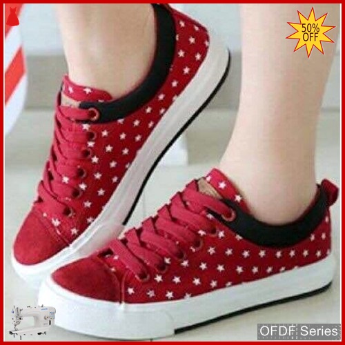 OFDF197 Sepatu Sneakers Cantik Sneakers Bintang Merah BMGShop