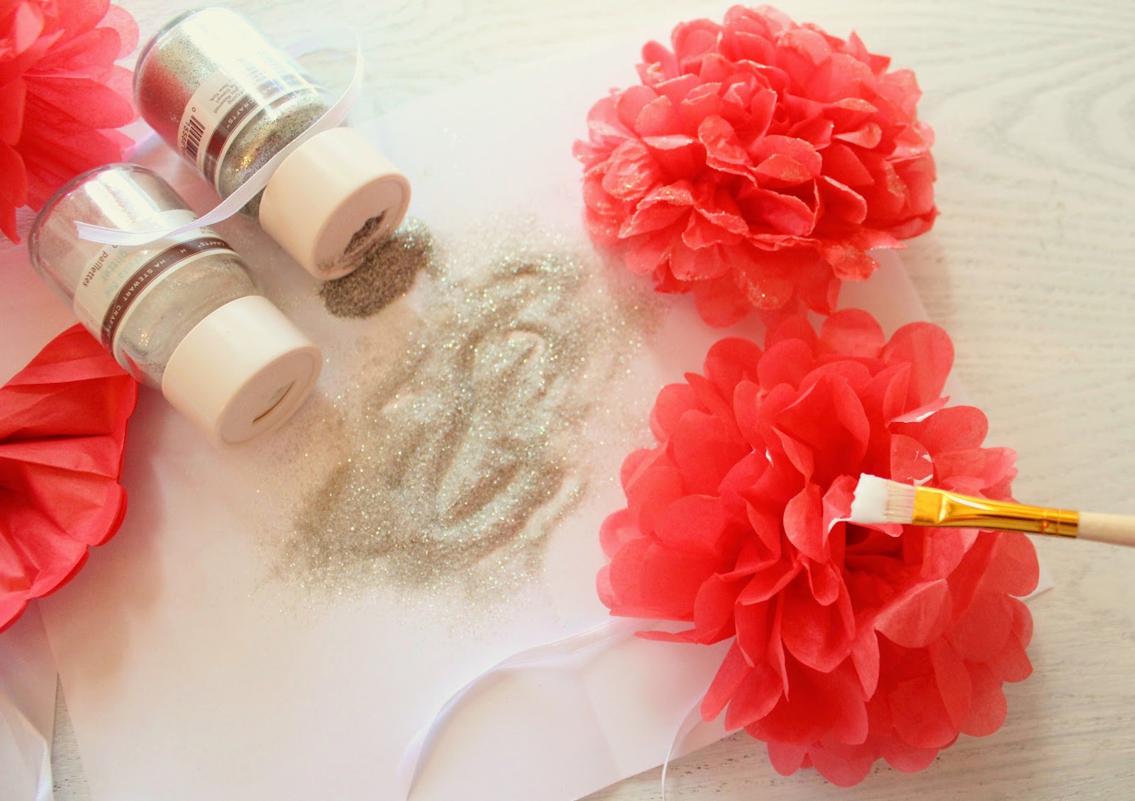 Icing Designs: DIY hand-glittered mini paper pom fairy flower wands