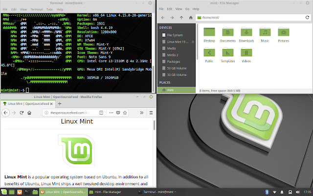 Linux Mint 19 Xfce Edition screenshots