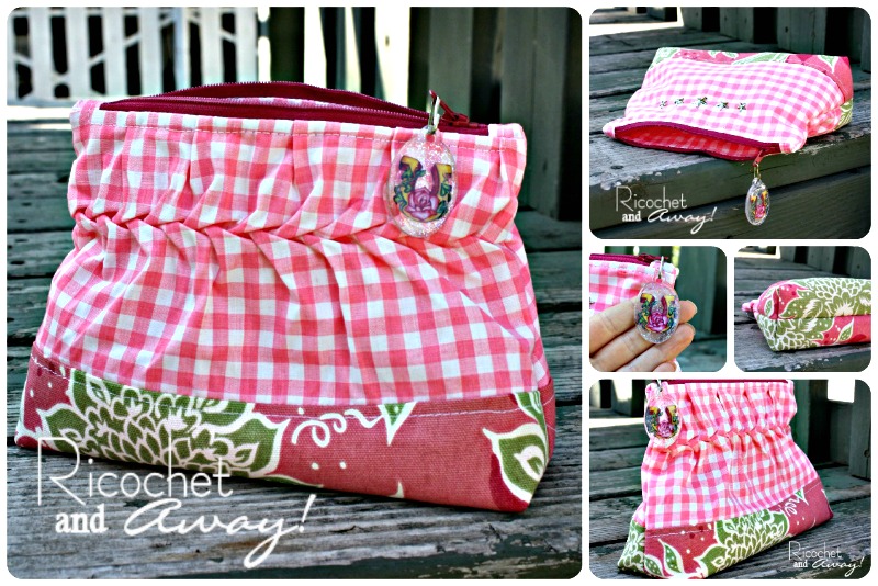 Ricochet and Away!: Smocking on gingham zippered pouch
