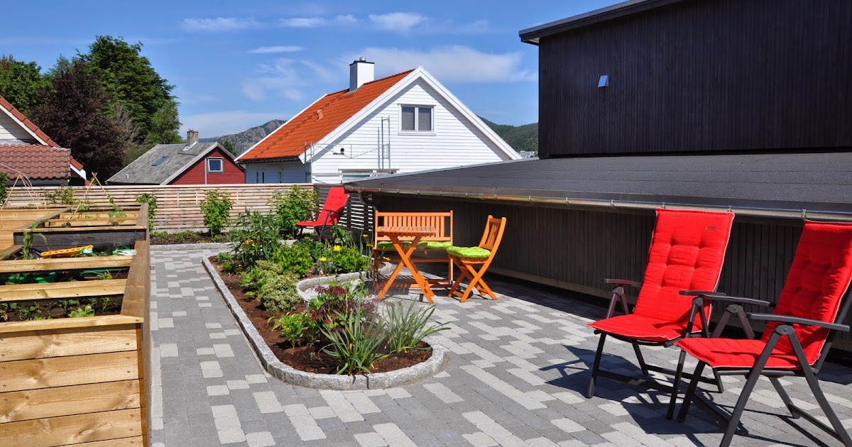 fru trollhagen : Frodig og grønt mot grå belegningsstein