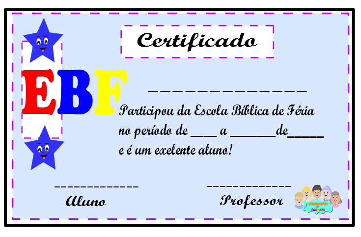 CIBEADA: Projeto Missionários da Alegria : Modelos de certificados para EBF.