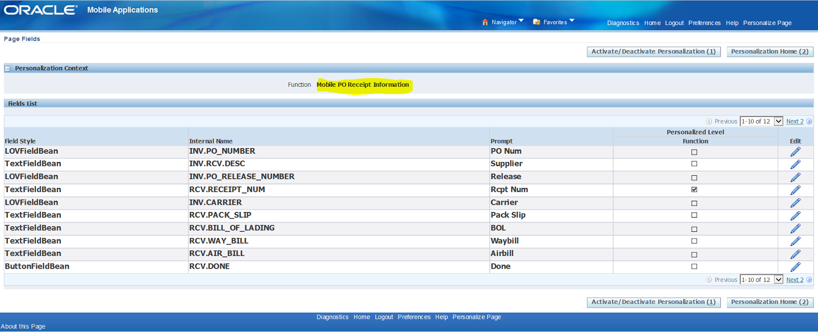Johny's Oracle Tips: MWA/MSCA: How to enable DFF on Reciept Information Page in WMS Mobile