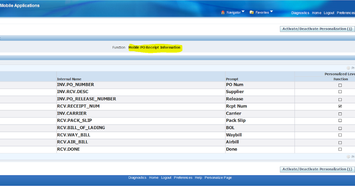 Johny's Oracle Tips: MWA/MSCA: How to enable DFF on Reciept Information Page in WMS Mobile
