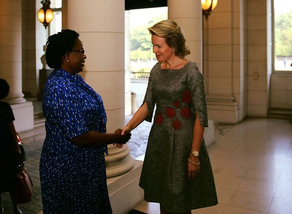 Queen Mathilde Receives Benin's First Lady Mrs. Claudine Talon