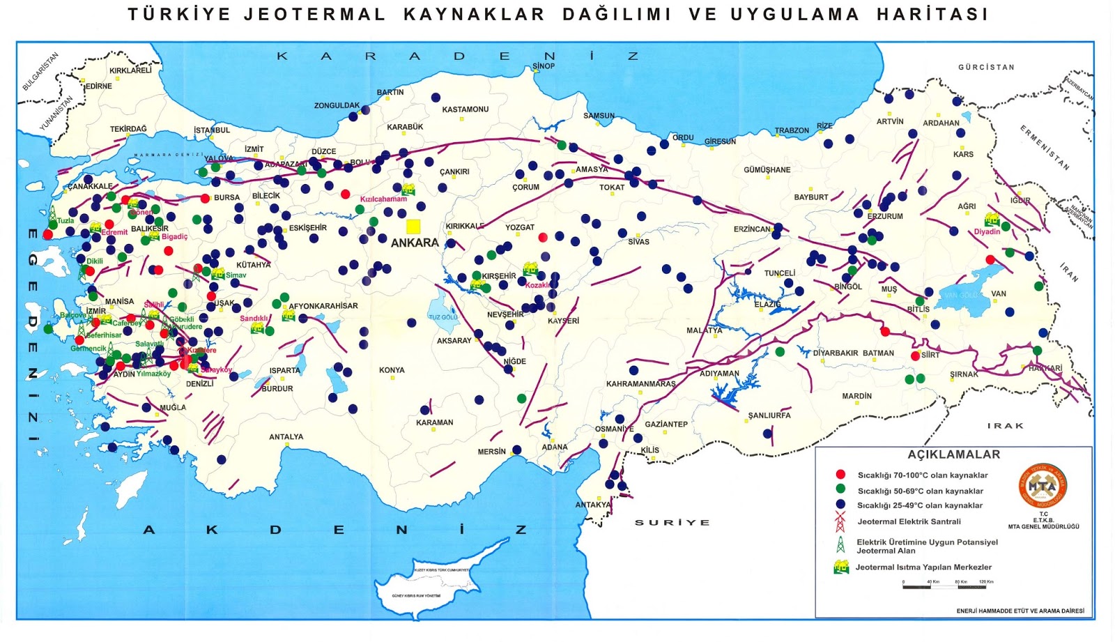 Geothermal Resources Map of Turkey ~ Turkey Physical Political Maps of ...