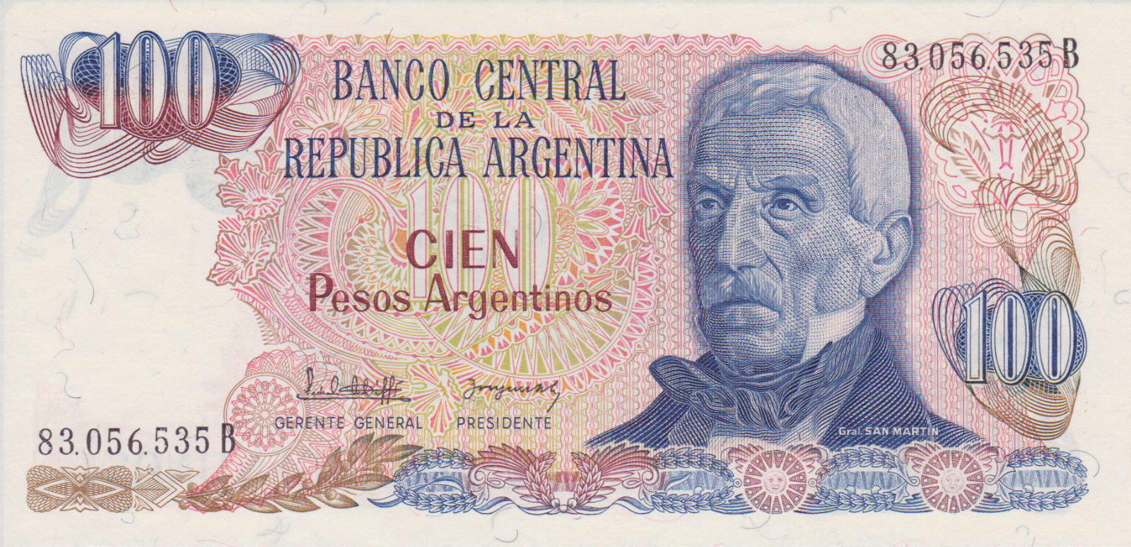 Argentina 100 Pesos Argentinos Banknote 1985 Jose De San Martin World