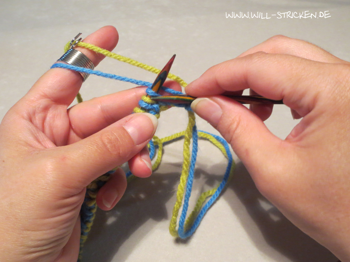 Doubleface stricken, Die erste Reihe stricken - Tutorial 3