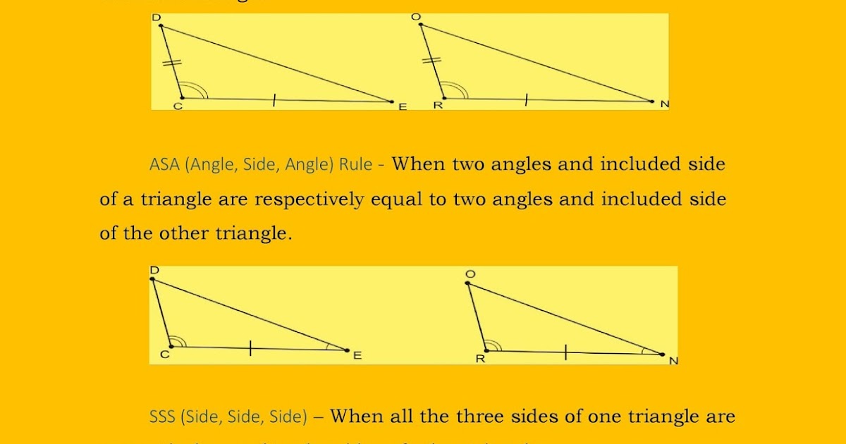 CRITERIA FOR CONGRUENCE OF TRIANGLES