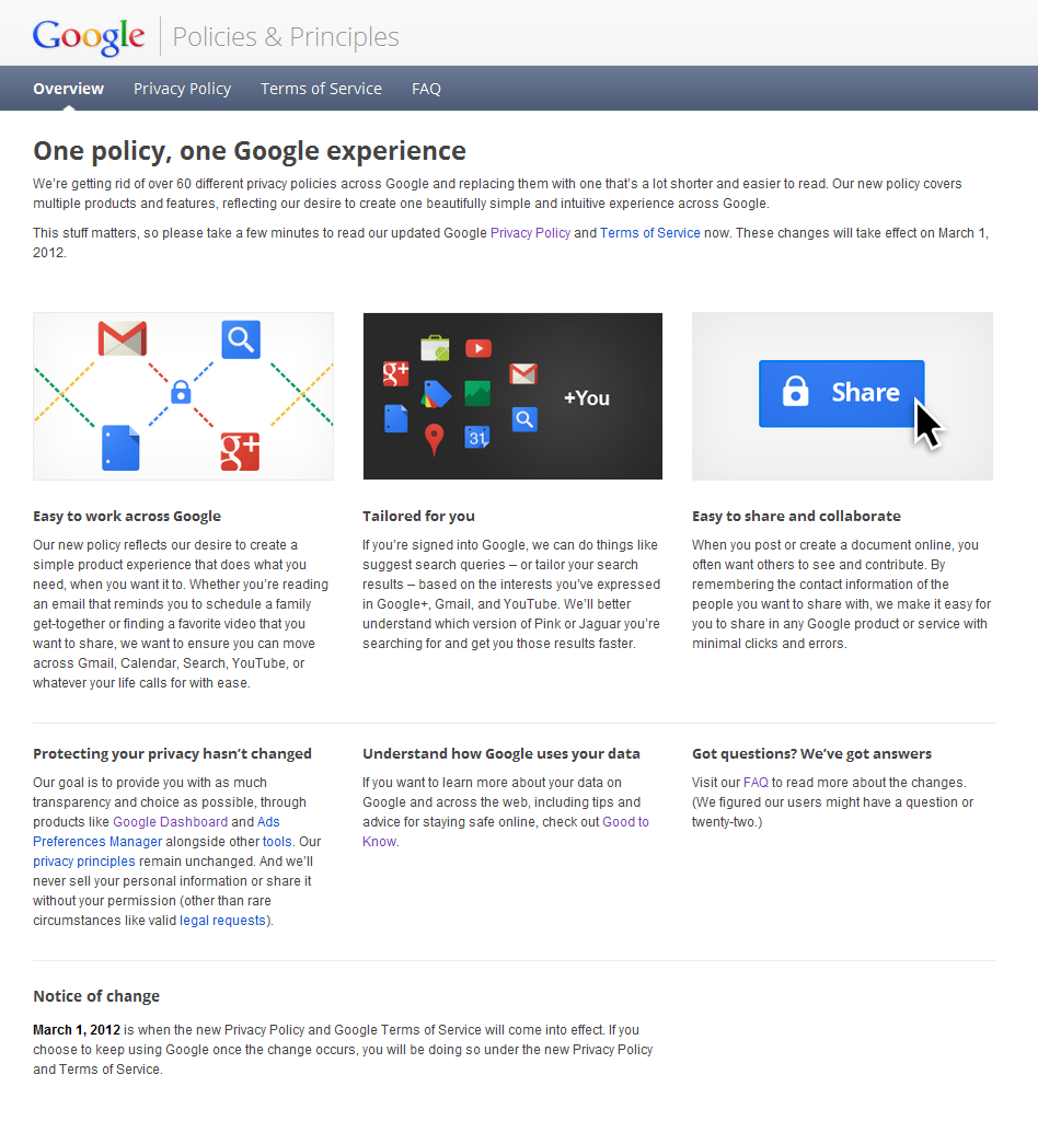 Randomly.Variously: Google's New Privacy Policy