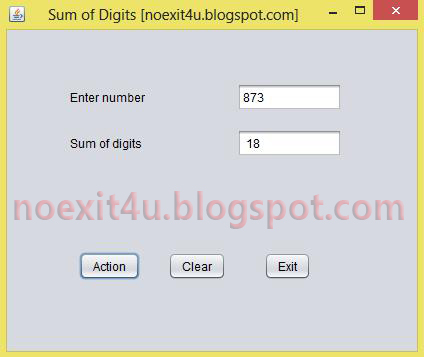 JAVA PROGRAM: TO FIND SUM OF DIGITS OF A NUMBER ~ noexit4u.com