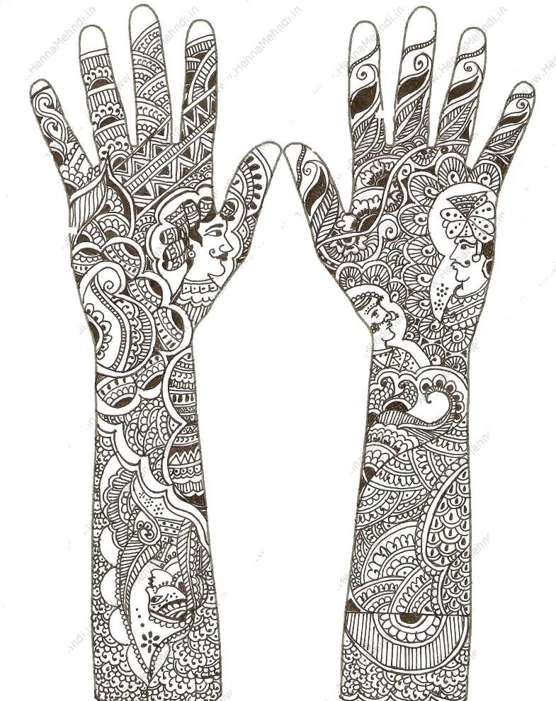 Mehndi Design: Mehndi henna paste artists complex design of the