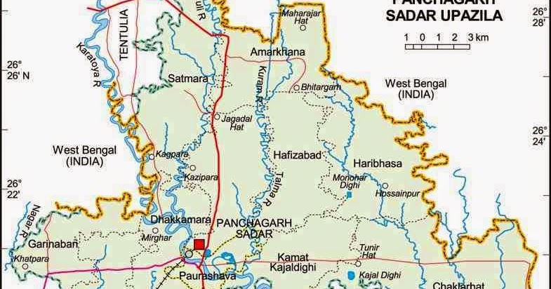 Panchagarh Sadar Upazila Map, Panchagarh, Bangladesh