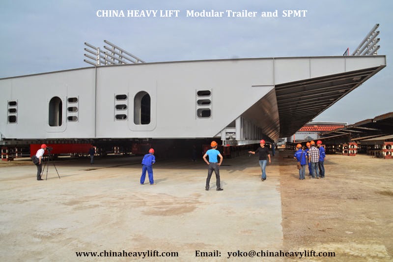 100 axle lines CHINAHEAVYLIFT SPMTs assist 3200t giant bridge section ...