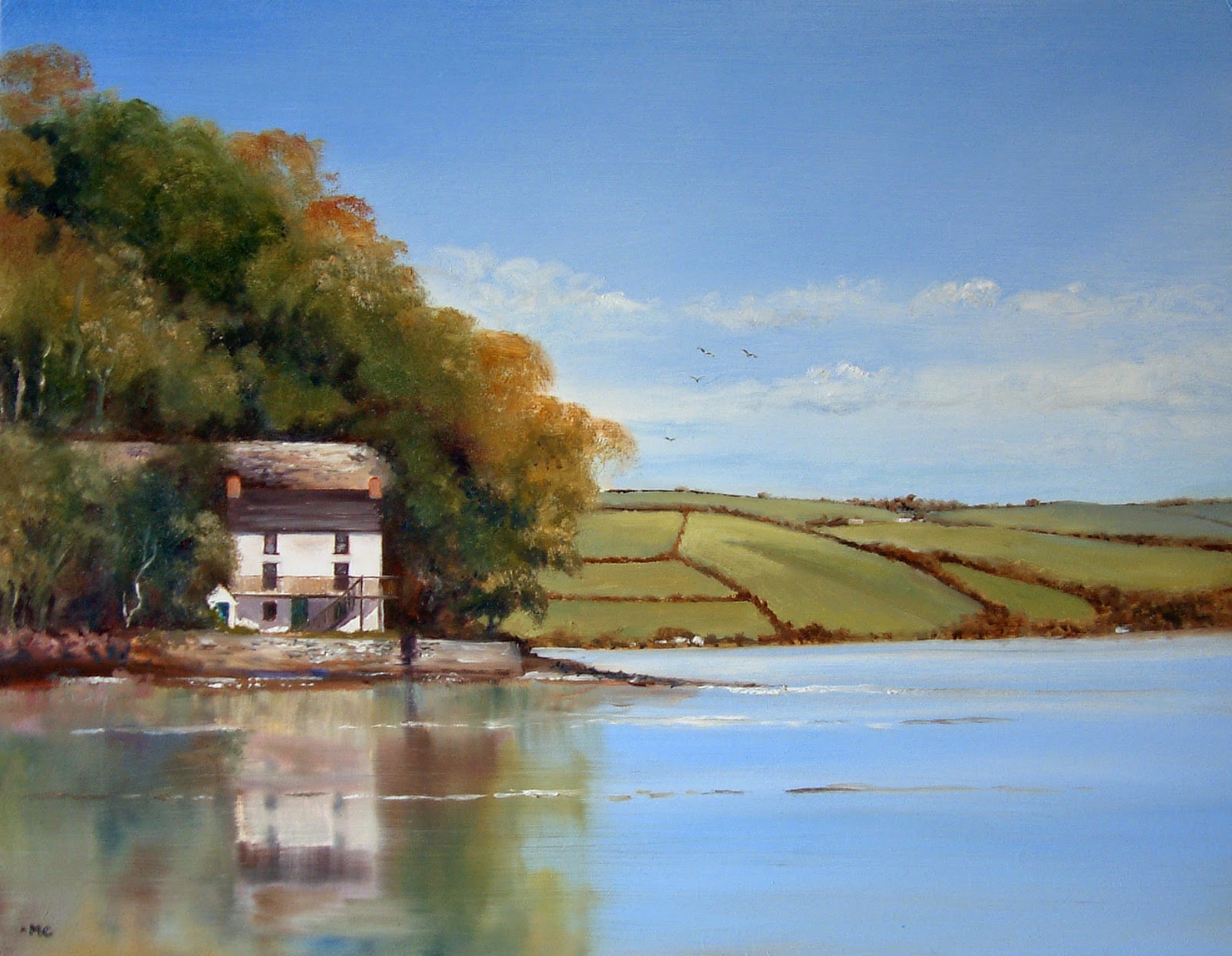 Carmarthen Artist: Dylan Thomas Boathouse Laugharne finished painting