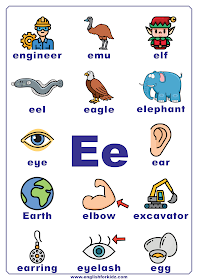 English for Kids Step by Step: Letter E Worksheets, Flash Cards ...