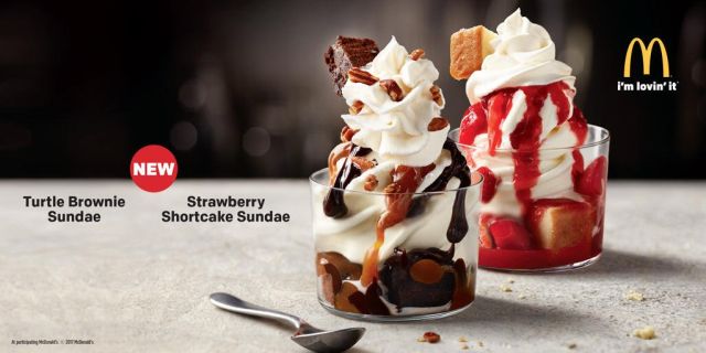 McDonald's Testing New Turtle Brownie and Strawberry Shortcake Sundaes