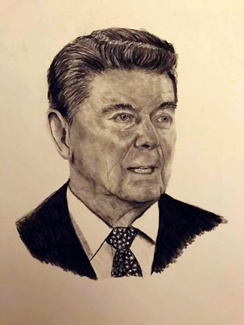 Allan's Art in Arlington: President Reagan pencil portrait