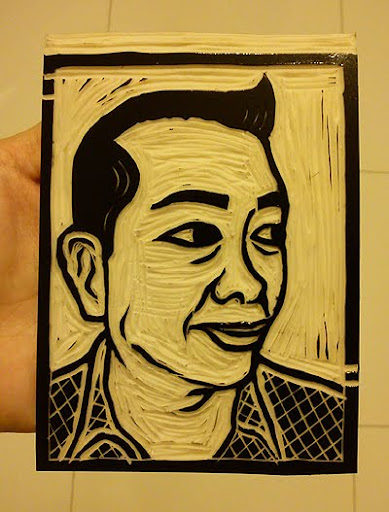 The Monster Blog: Two-Color Linocut Portrait Print