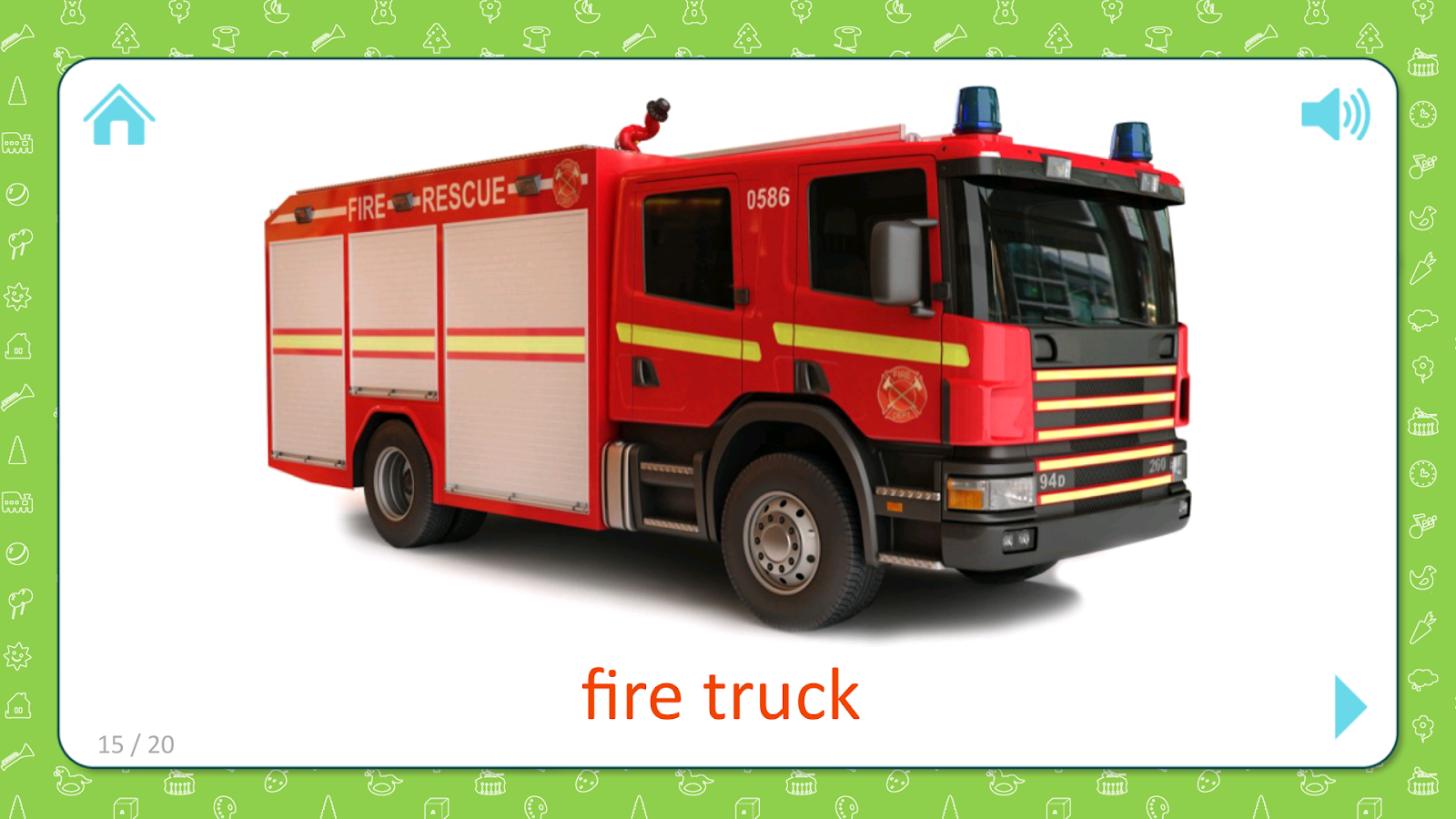 FlashCards For Kids: Fire Truck - Transportation - Flashcards for Kids