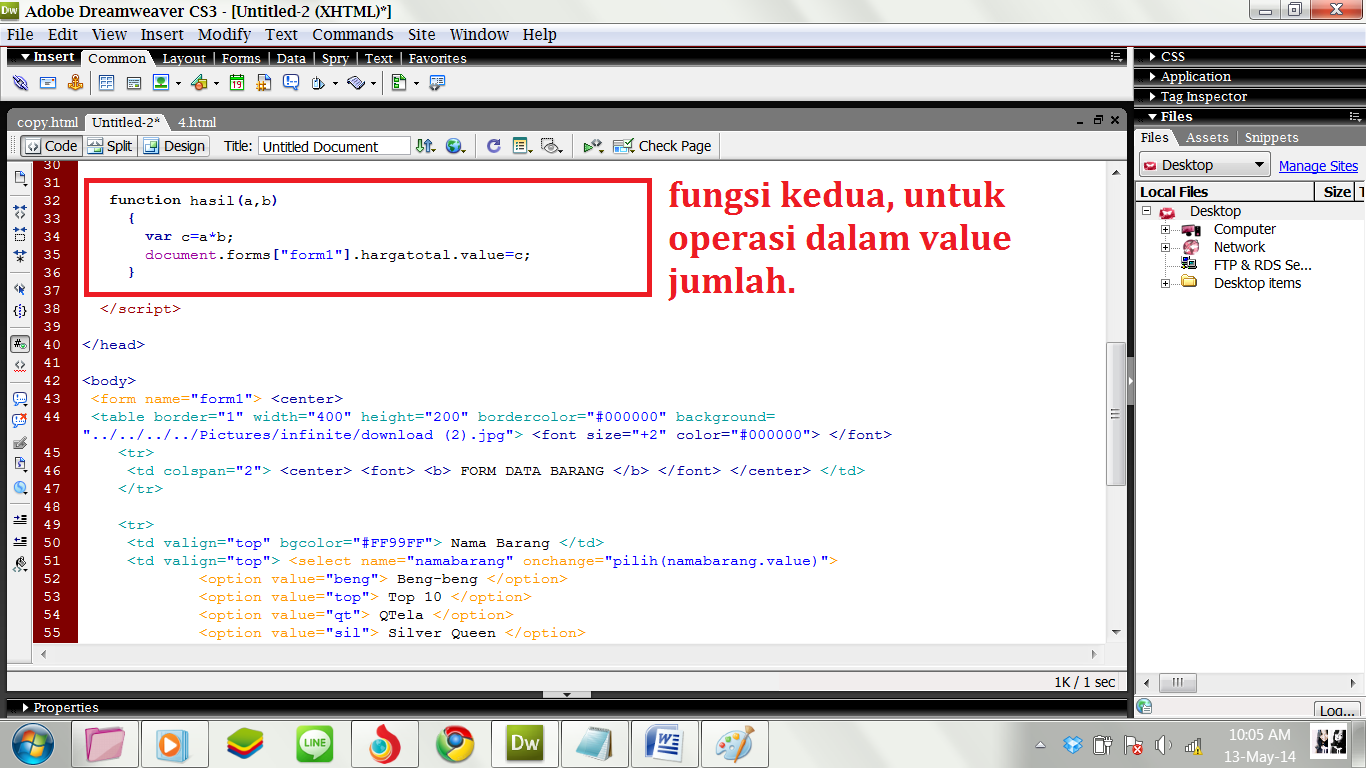 Stella D. J. Shanawi: Tutorial Combo Box Onchange Onkeypress Javascript Adobe Dreamweaver CS3