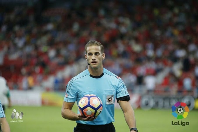 Alberola Rojas en el Camp Nou en partido de Copa del Rey
