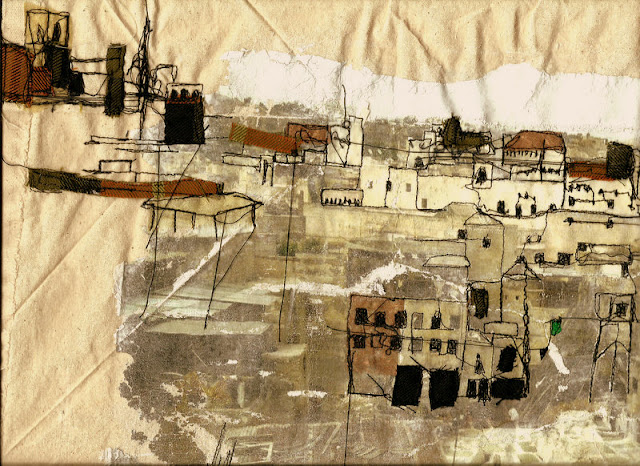 Me Is This Photo Transfer Onto Canvas With White Paint Then Continuing To Stitch And Build Up me-is-this-photo-transfer-onto-canvas-with-white-paint-then-continuing-to-stitch-and-build-up