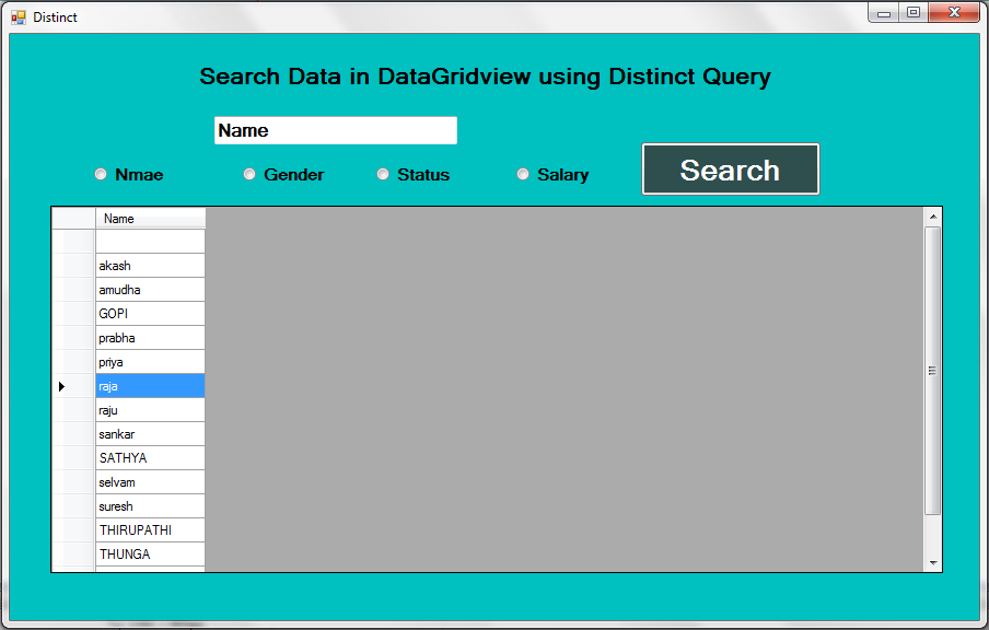 search data in datagridview using distinct in .net - C# Tutorial search data in datagridview using distinct in .net - C# Tutorial