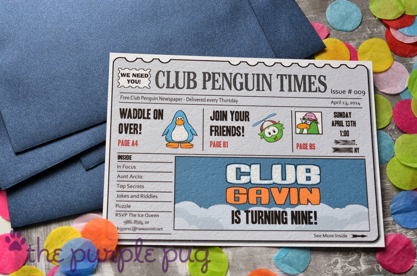 The Purple Pug: Penguins, Puffles + Pickles {Club Penguin for Gavin}
