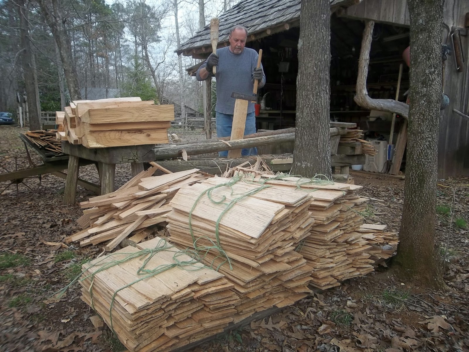 McCoy Farm and Folk Art: Splitting shingles