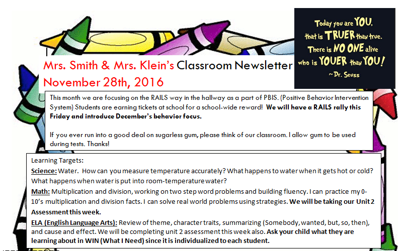 Mrs. Smith's classroom blog