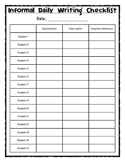 Confessions of a Primary Teacher: Informal Daily Writing Checklist