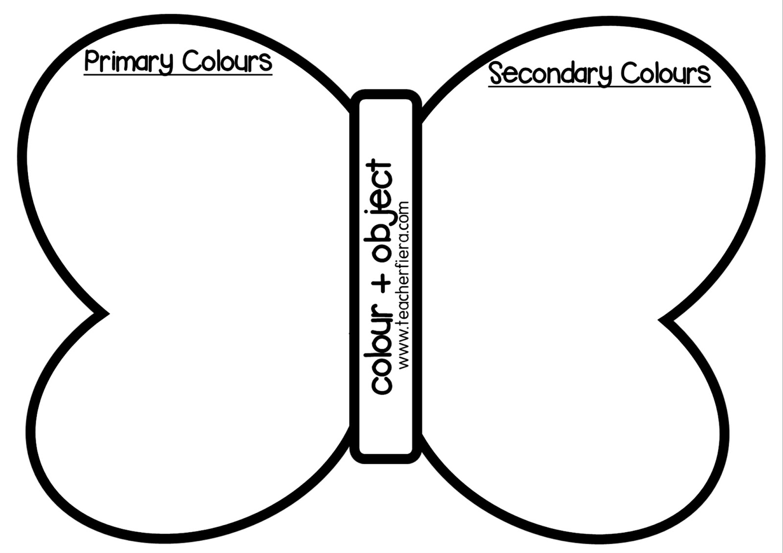 teacherfiera.com: BUTTERFLY COLOUR CHARTS (PRIMARY & SECONDARY COLOURS ...