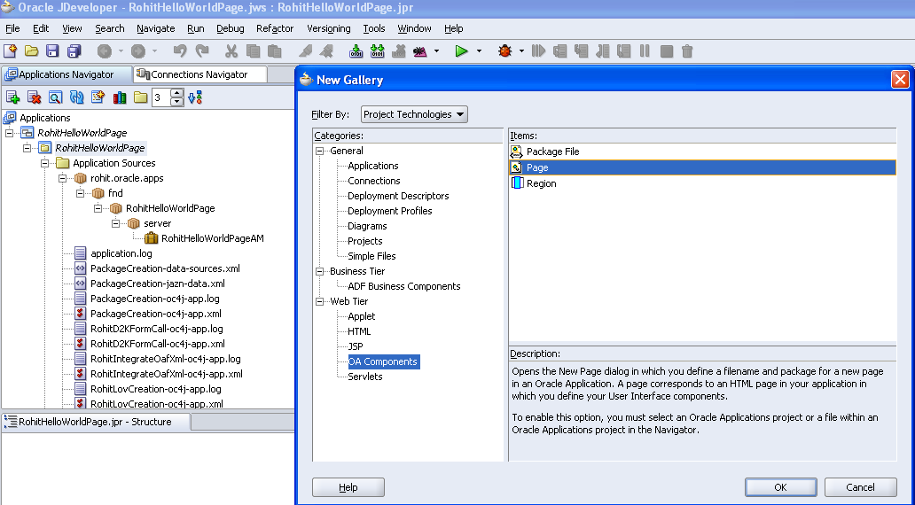 Oracle Application's Blog: Creating a Hello World Page in OAF
