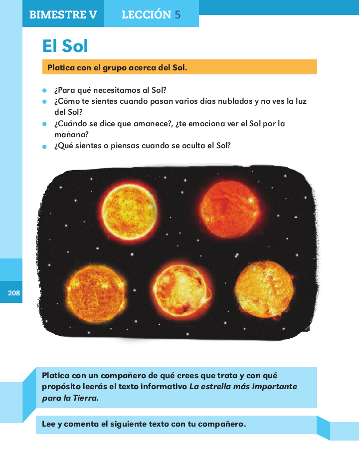 El Sol - Español 2do Bloque 5 ~ Apoyo Primaria