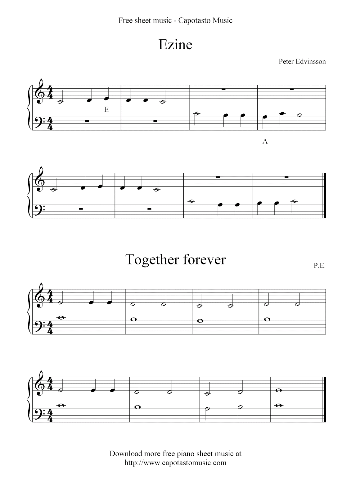 Free basic piano sheet music, Ezine