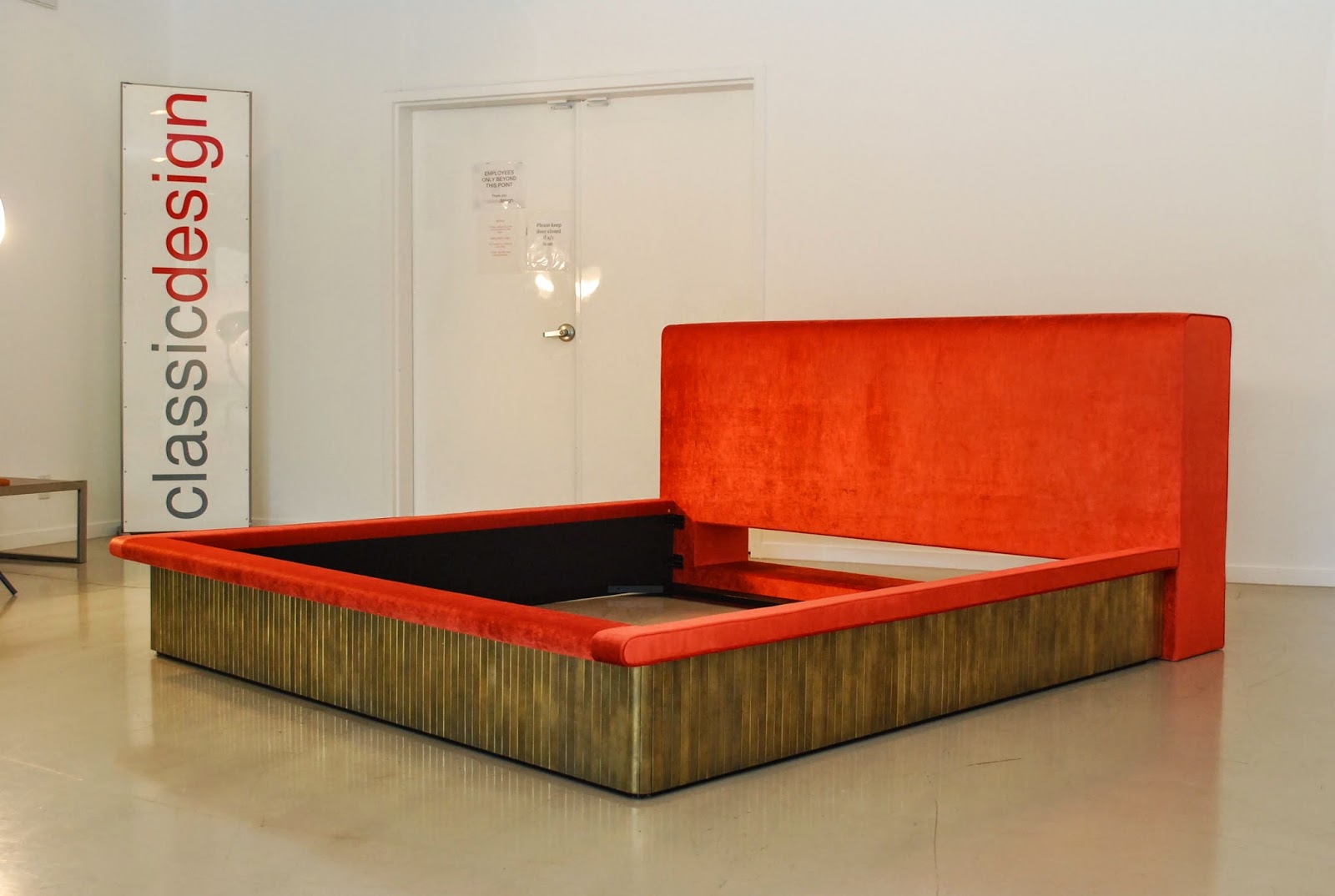 classic design: Custom king bed with Bronze Tile base