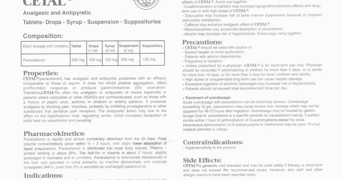 Drug Pamphlet: CETAL