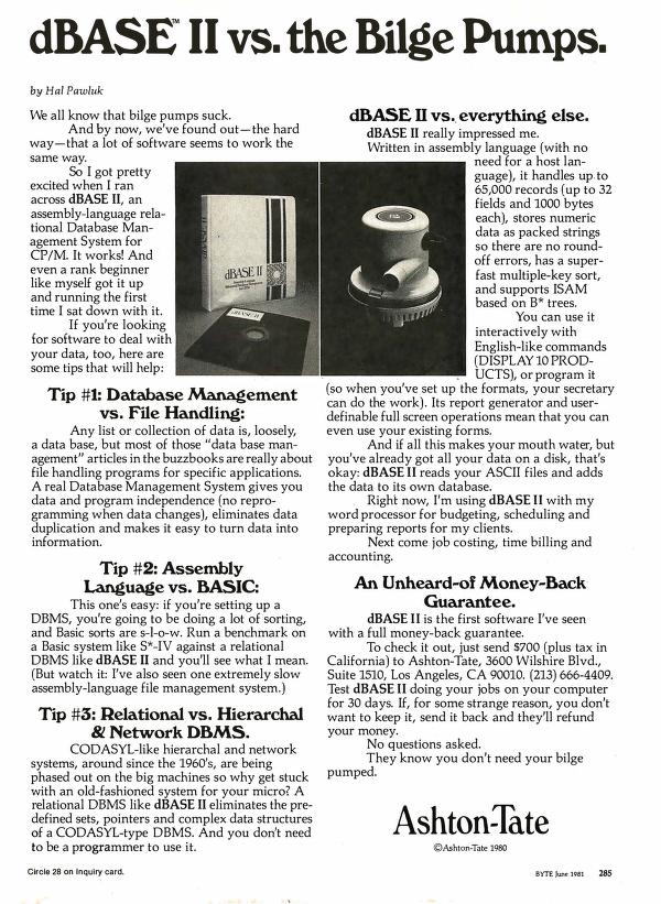 Informatica Viejuna: dBase II: el sistema de base de datos más vendido ...