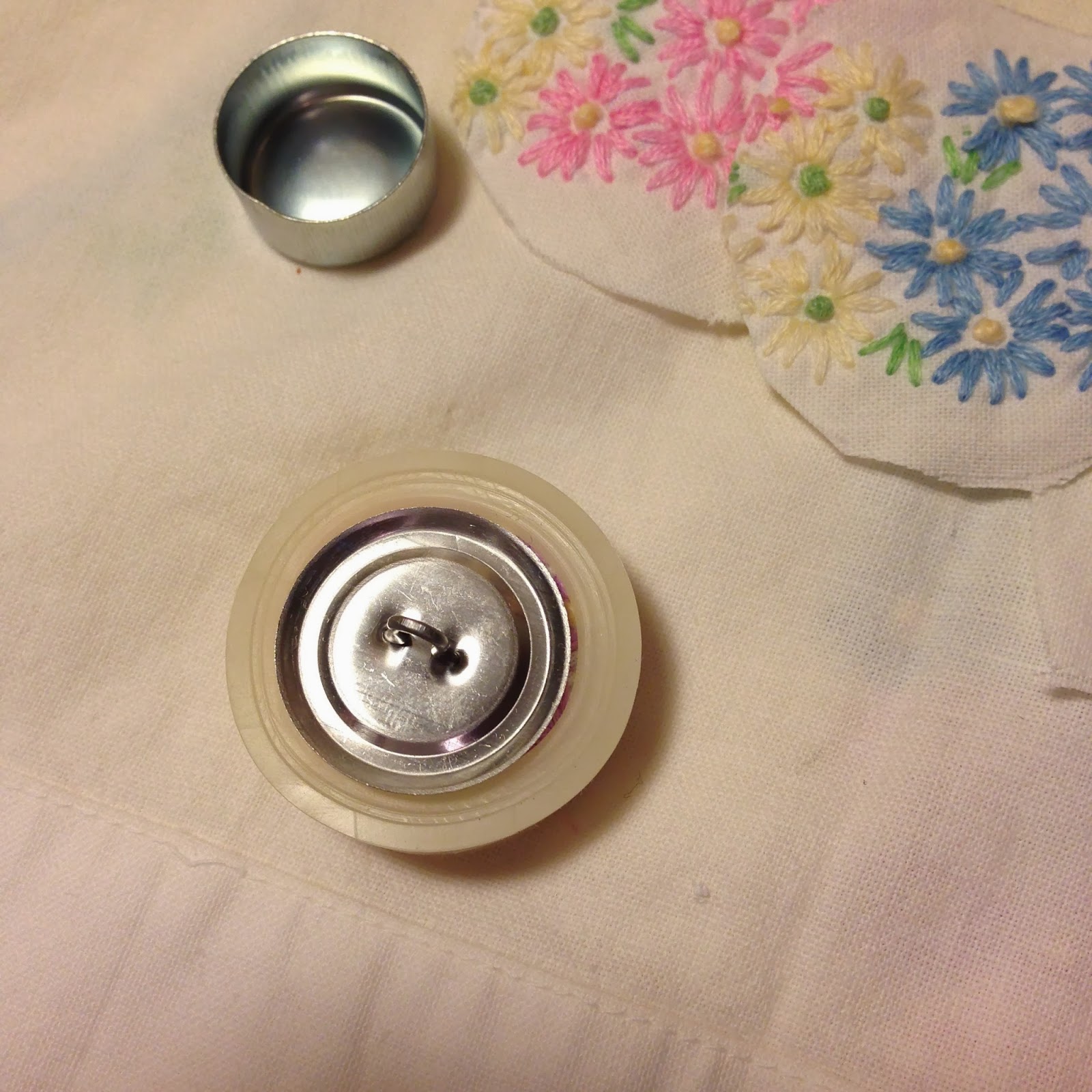 embroidered covered buttons - Knitionary