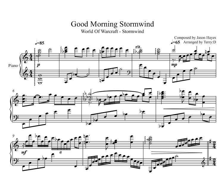 Good morning STORMWIND. ( World of Warcraft Stormwind Theme ) for piano ...