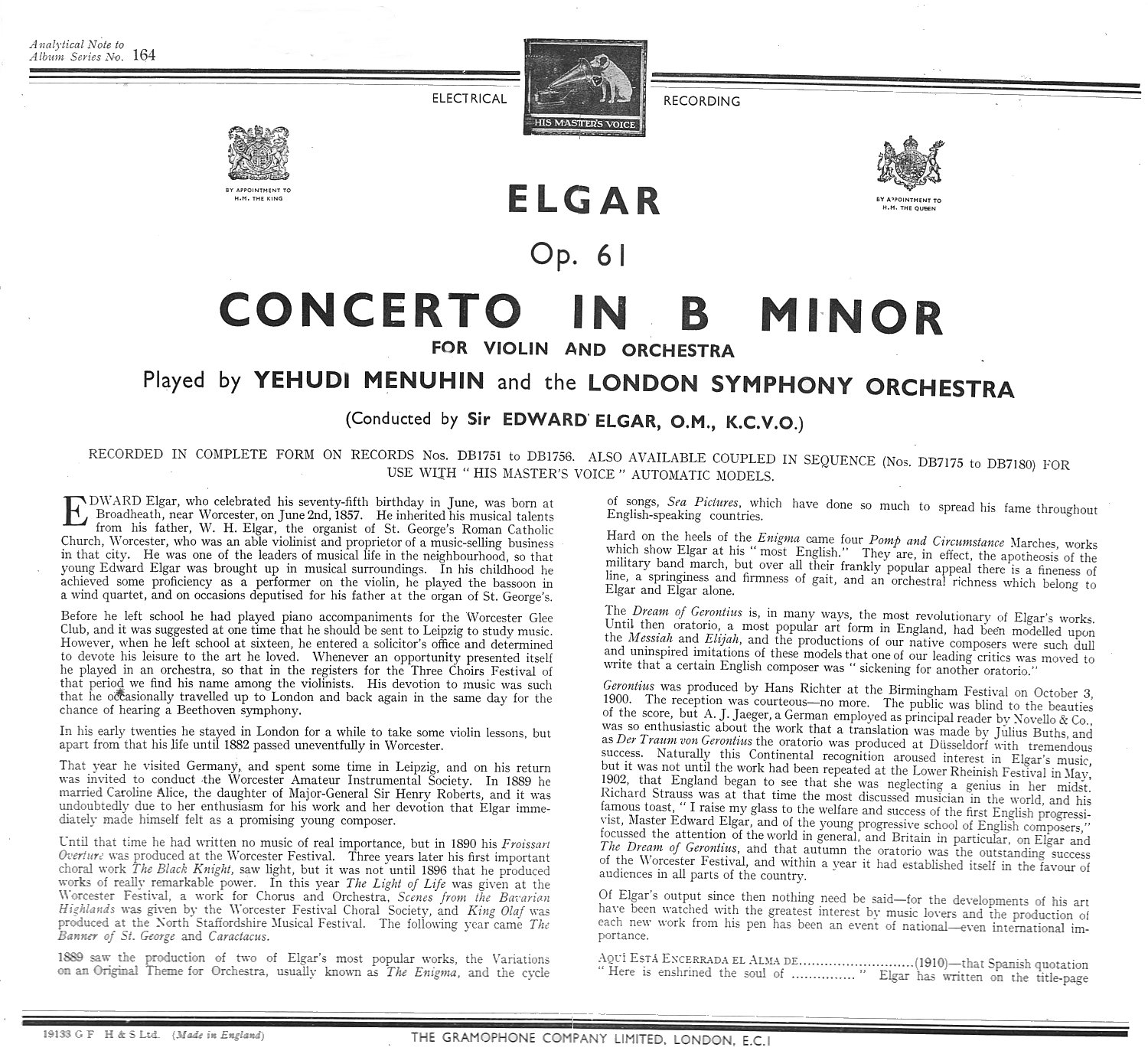 The Music Parlour ~ Historical: Sir Edward Elgar conducts.... Elgar ...
