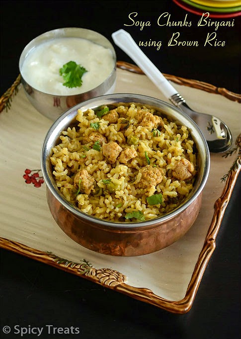 Spicy Treats: Soya Chunks Brown Rice Biryani / Soya Chunks Biryani ...